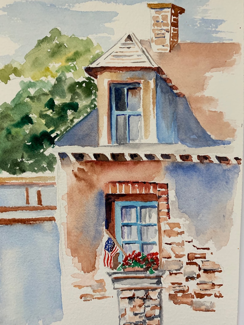 Watercolor Window Painting, Window Box Painting, Cottage Window ...