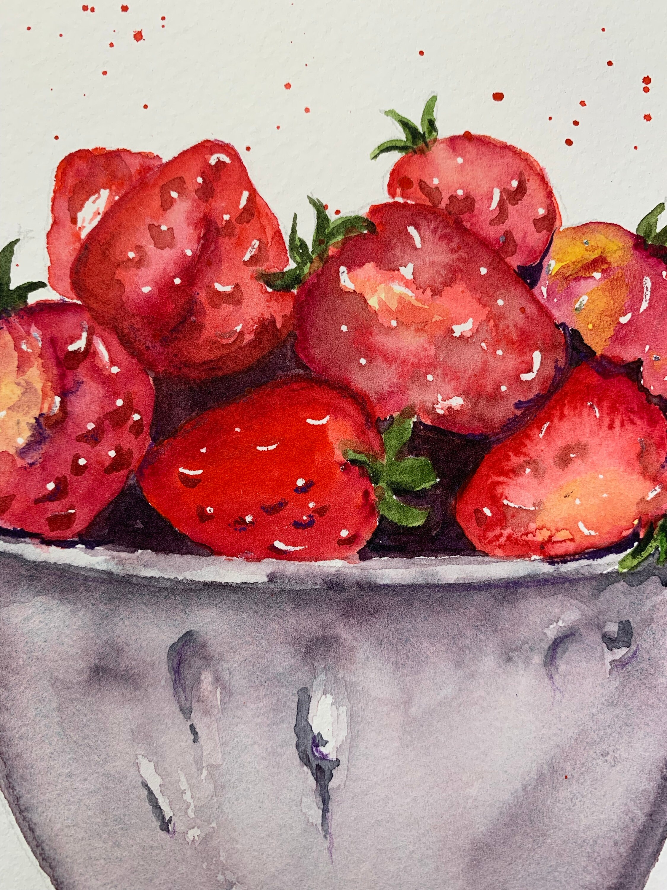 Strawberry Still Life Painting Strawberry Watercolor - Etsy