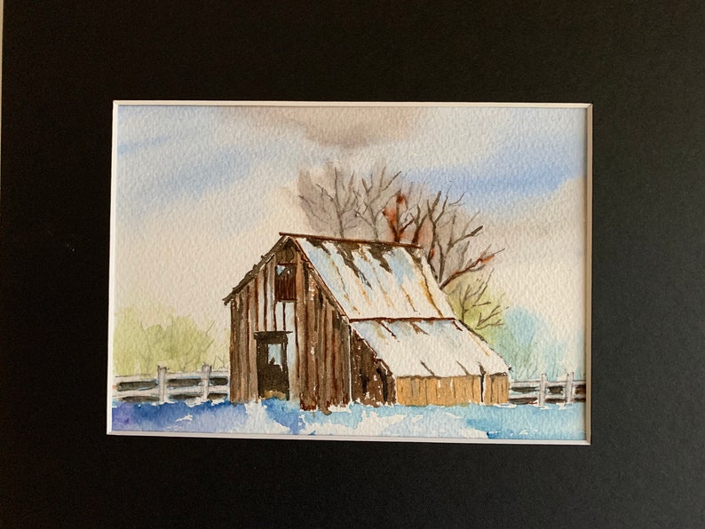 Watercolor Barn Painting Original Barn Art Watercolor Barn - Etsy