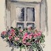 Watercolor Art of Window With Flowers, Watercolor Window Box With ...