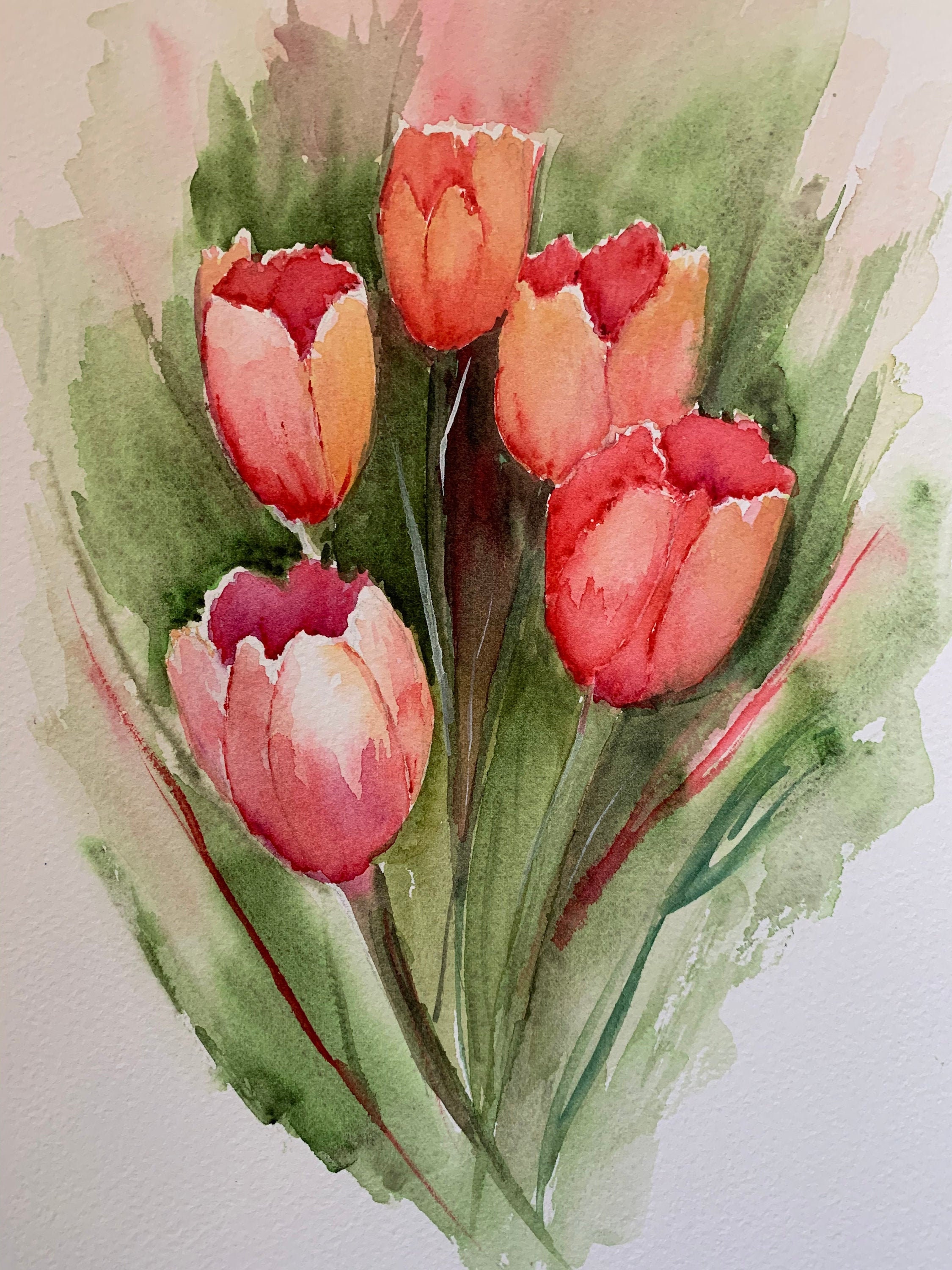 Watercolor Tulip Paintings