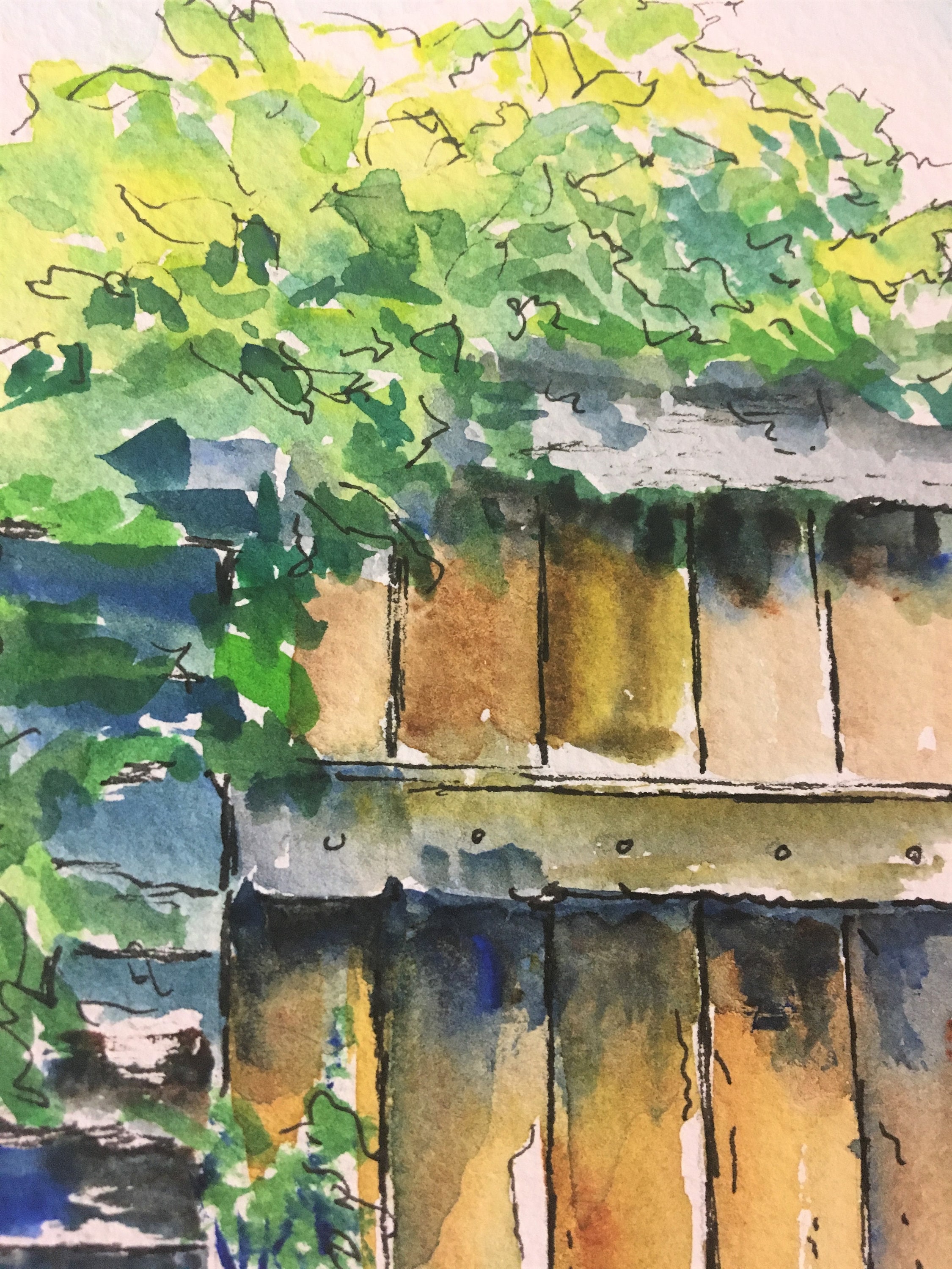 Stone Wall Painting Watercolor and Ink Painting Small - Etsy