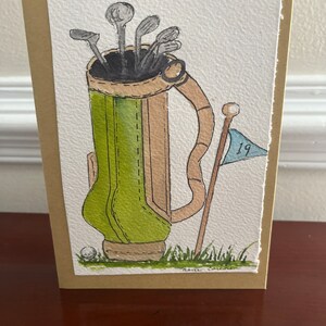 Golf Watercolor Greeting Card, Hand Painted Golf Card, Father's Day ...