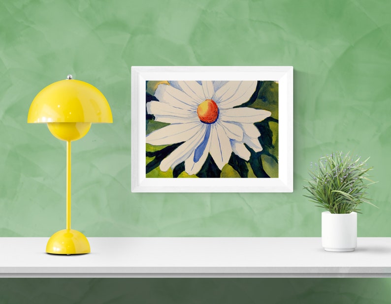 Watercolor Gerbera Daisy Painting, Macro Daisy Watercolor Wall Art ...