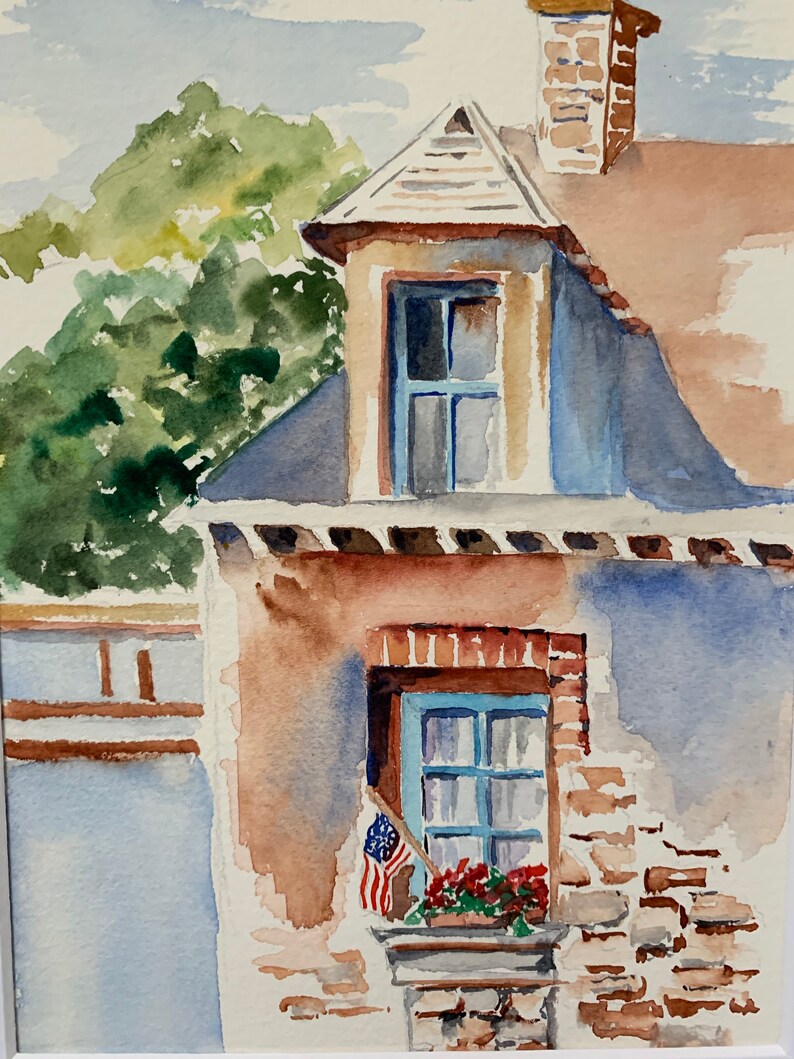 Watercolor Window Painting, Window Box Painting, Cottage Window ...