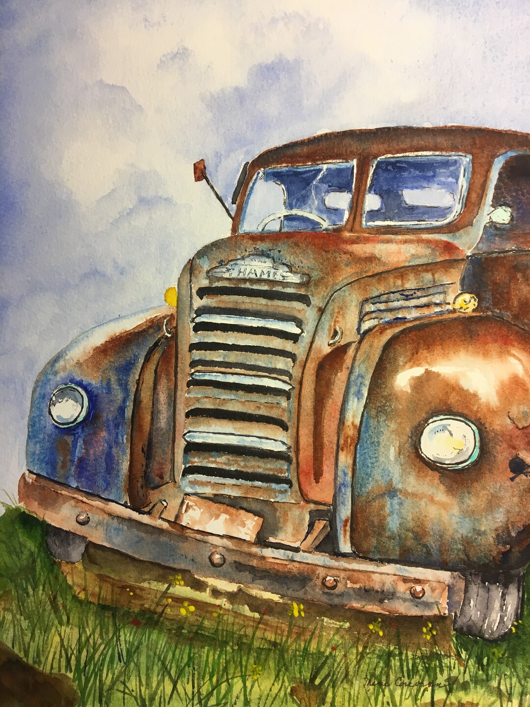 Abandoned Rusty Auto Watercolor, Junk Yard Car Painting - Etsy