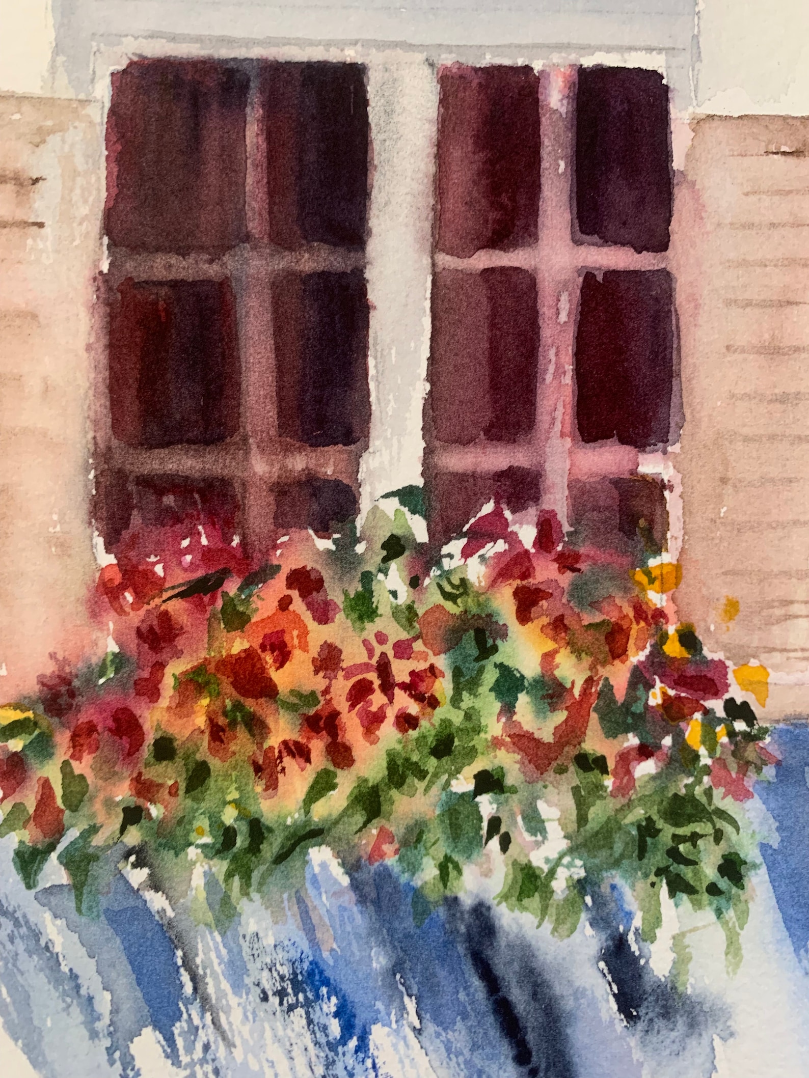 Window Box Wall Art, Watercolor Window With Flowers - Etsy