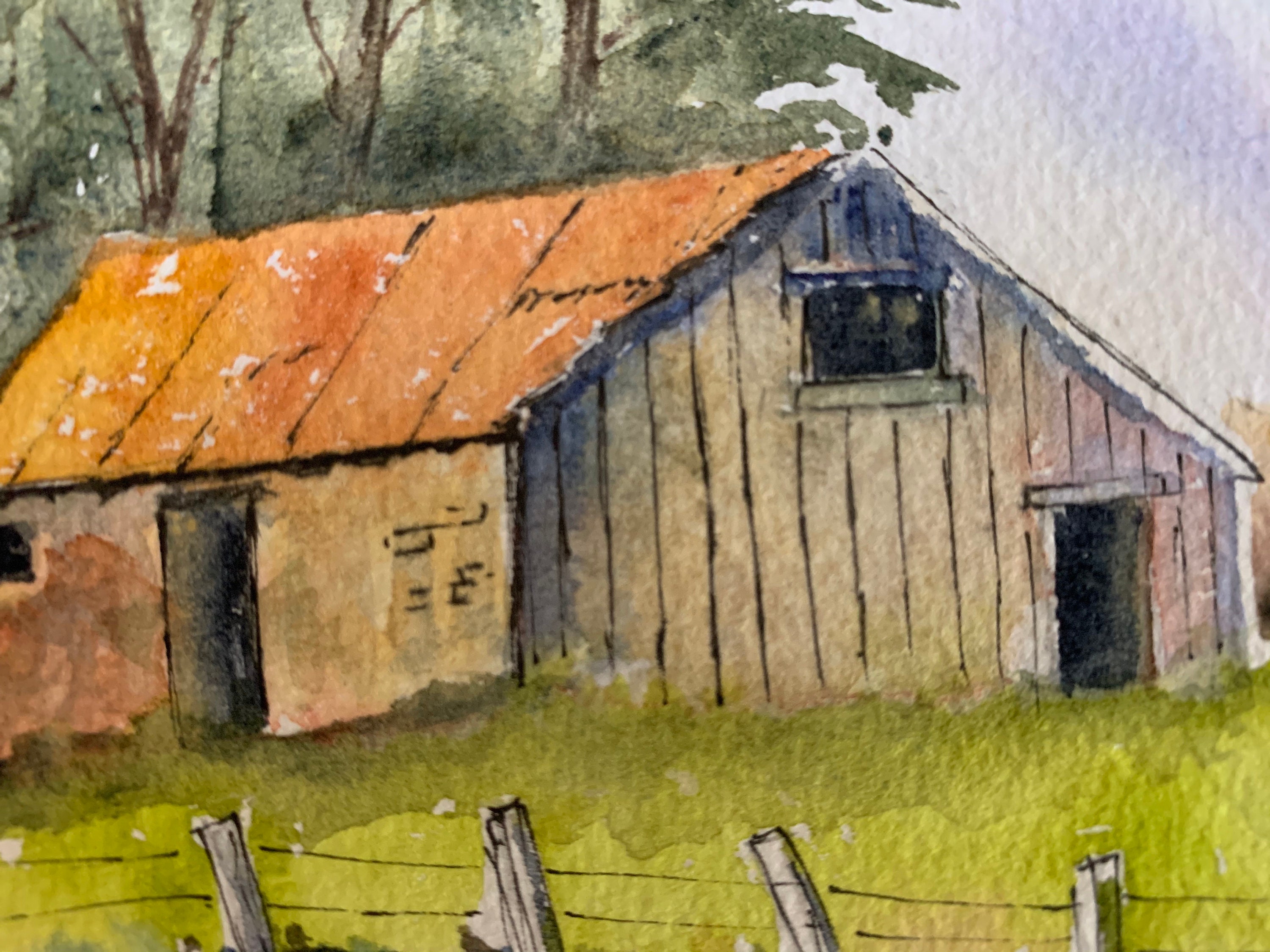 Summer Barn Watercolor Art Original Barn Painting Small | Etsy