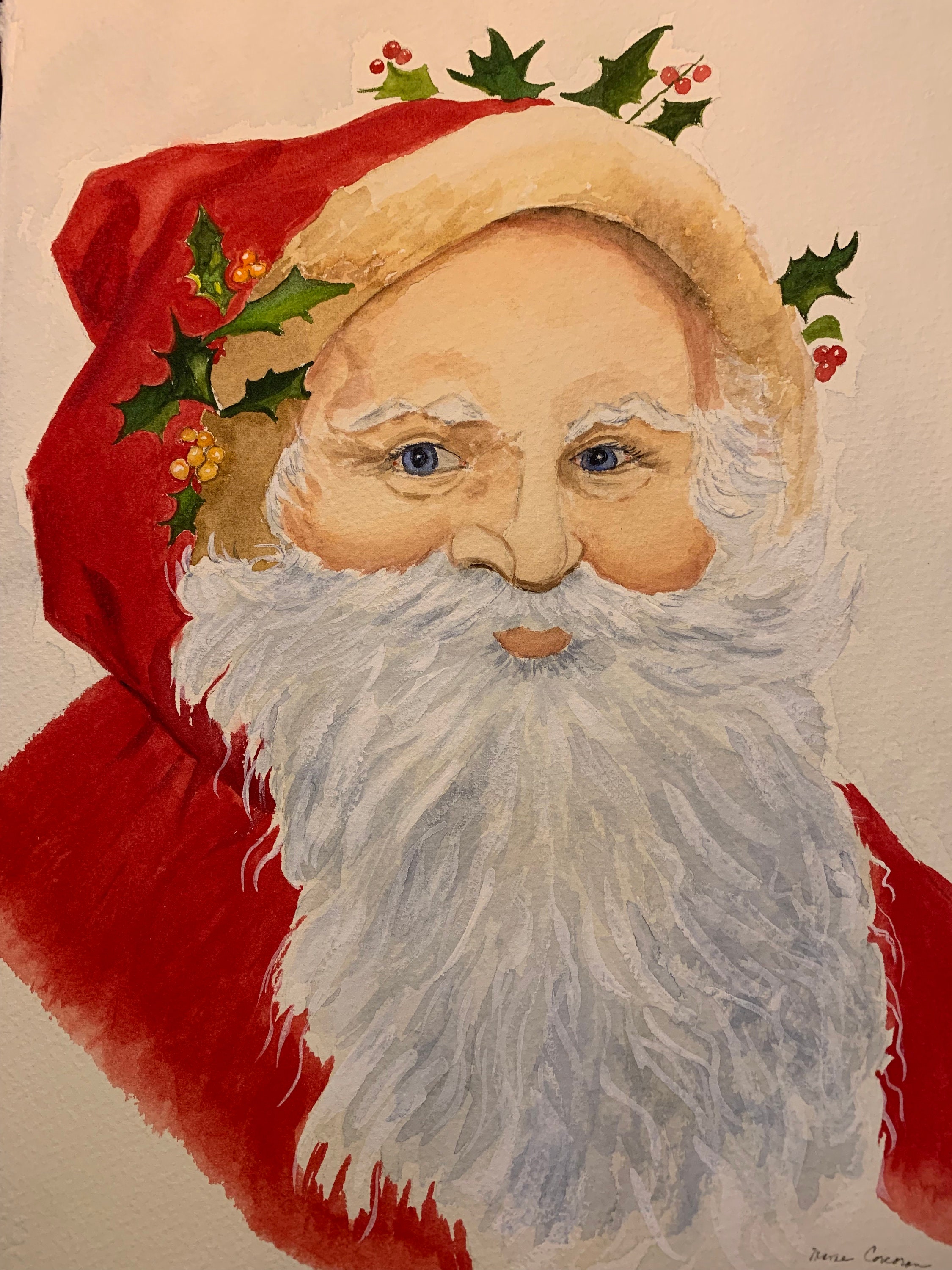 Vintage Santa Painting