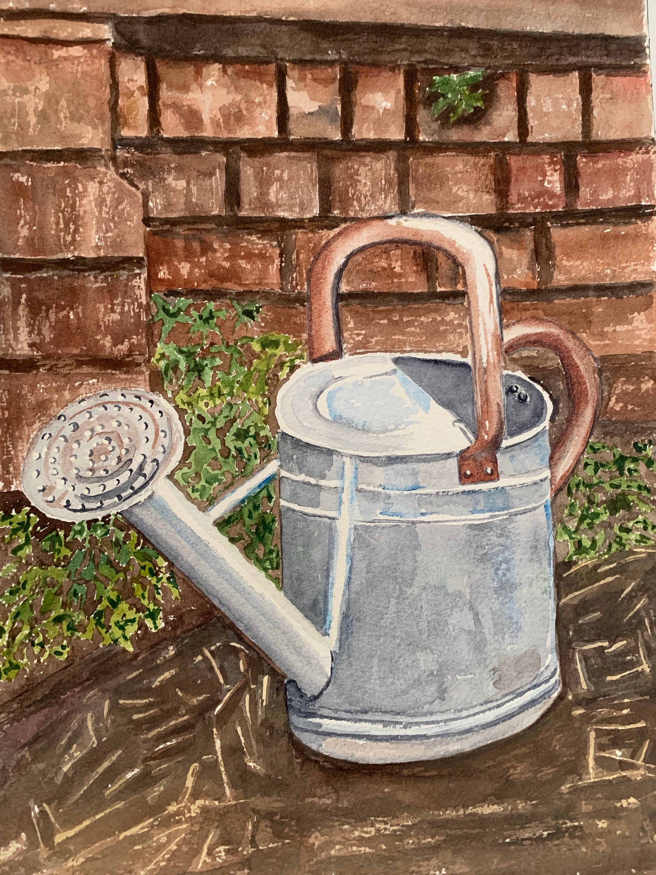 Watering Can Watercolor Painting, Garden Watering Can Wall Art ...