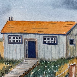 Fishing Shack Landscape Watercolor, Landscape Wall Art, Fishing Shack ...