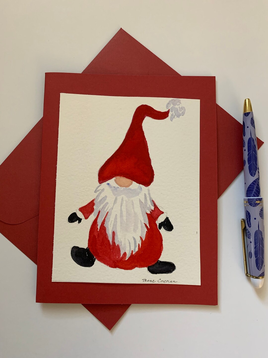 CHRISTMAS GNOME GREETING Card Original Santa Gnome Card - Etsy