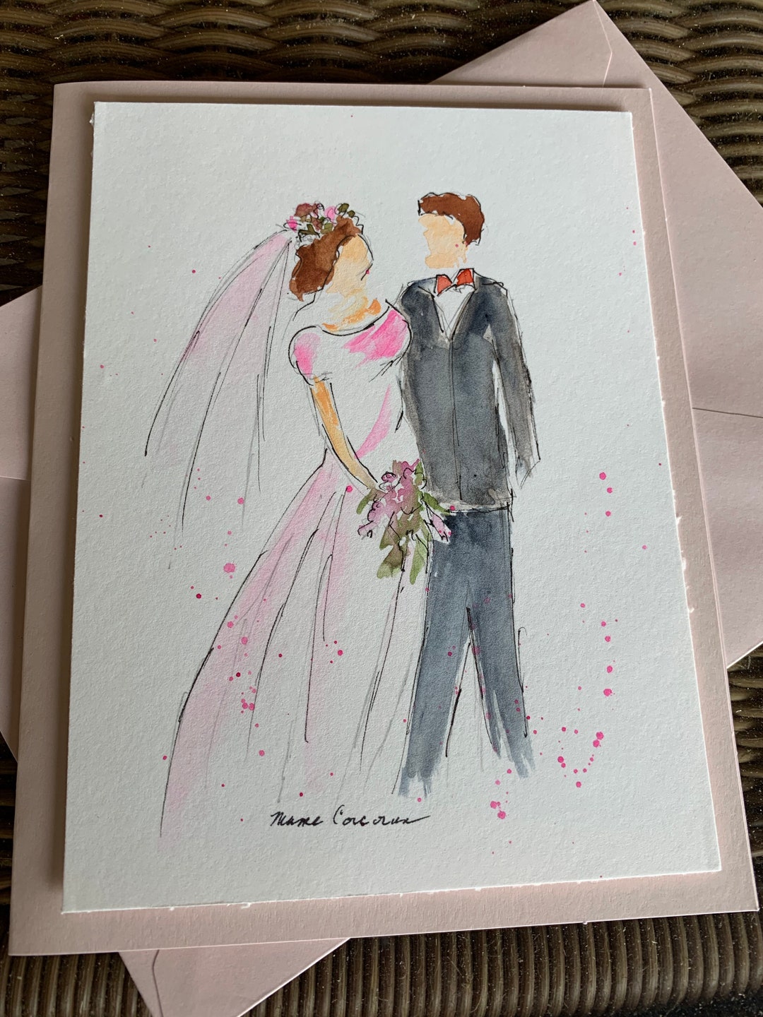 PERSONALIZED WEDDING CARD, Original Hand Painted Wedding Wishes ...