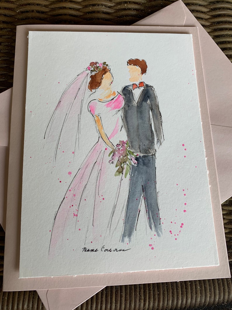 PERSONALIZED WEDDING CARD, Original Hand Painted Wedding Wishes ...
