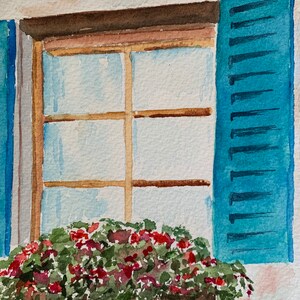 Window Box Floral Watercolor Painting, Watercolor Window Box Wall Art ...