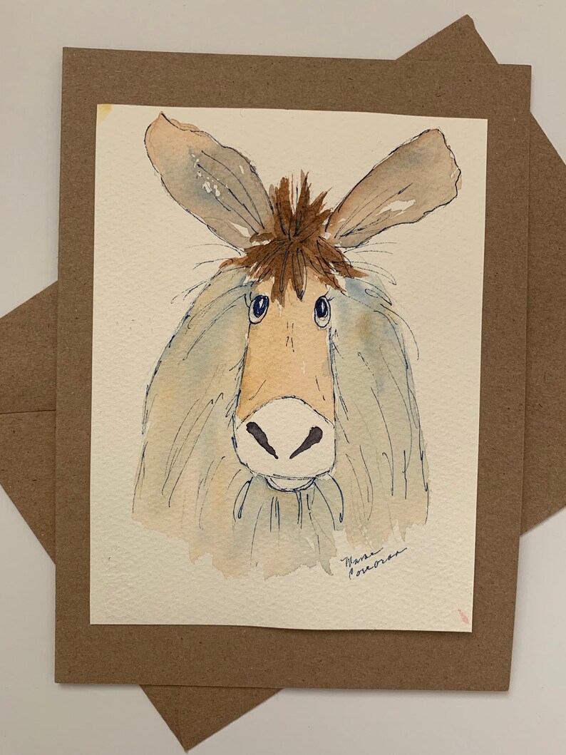ORIGINAL DONKEY GREETING Card Donkey Art Card Handpainted - Etsy