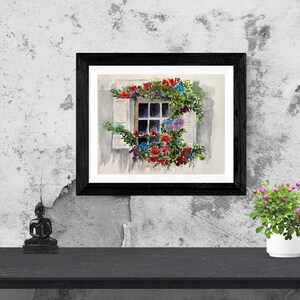 Charming Watercolor Floral Window Painting - Watercolor Window With ...