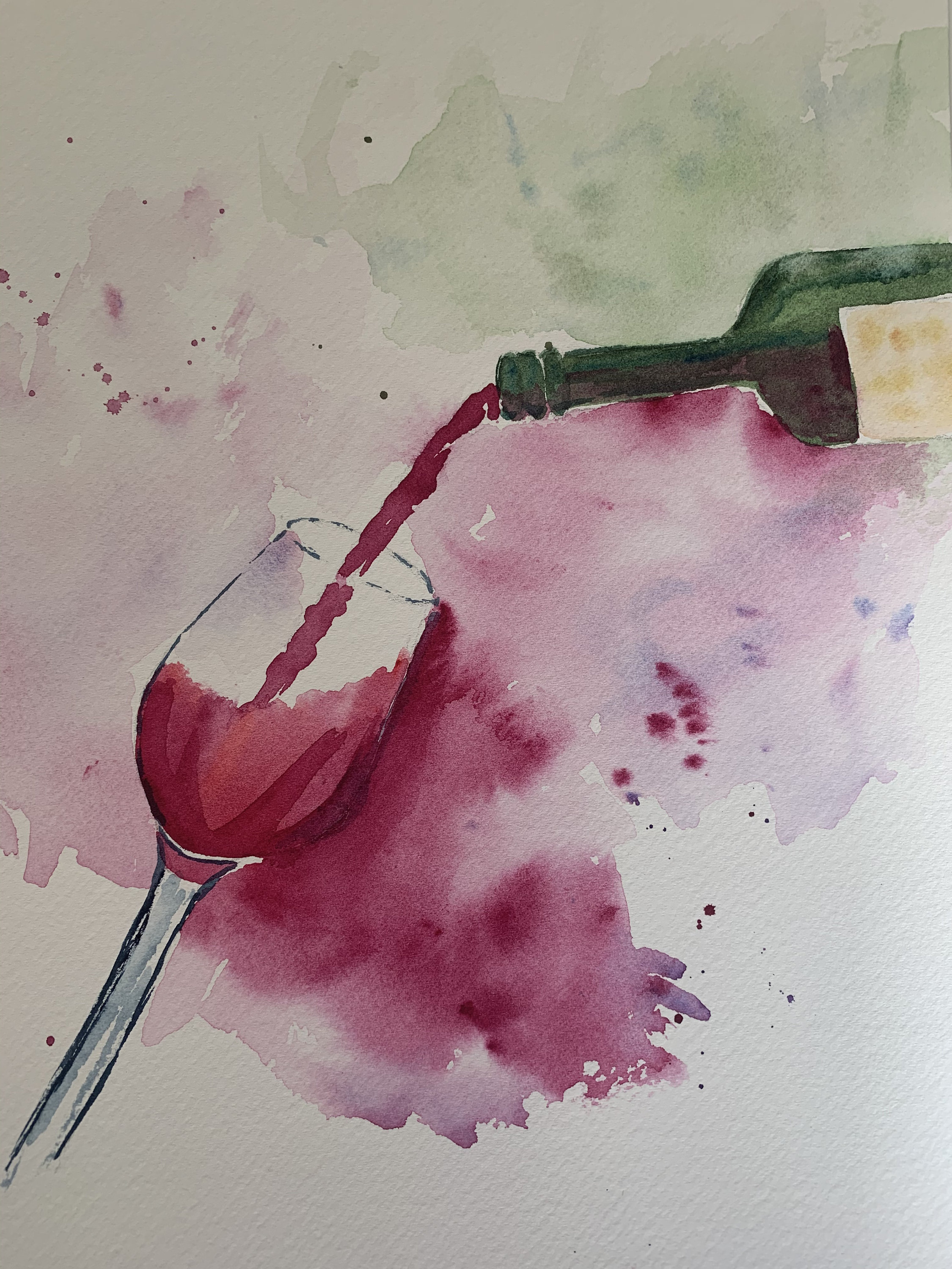 Original Red Wine Watercolor Art Red Wine Watercolor Kitchen - Etsy 日本