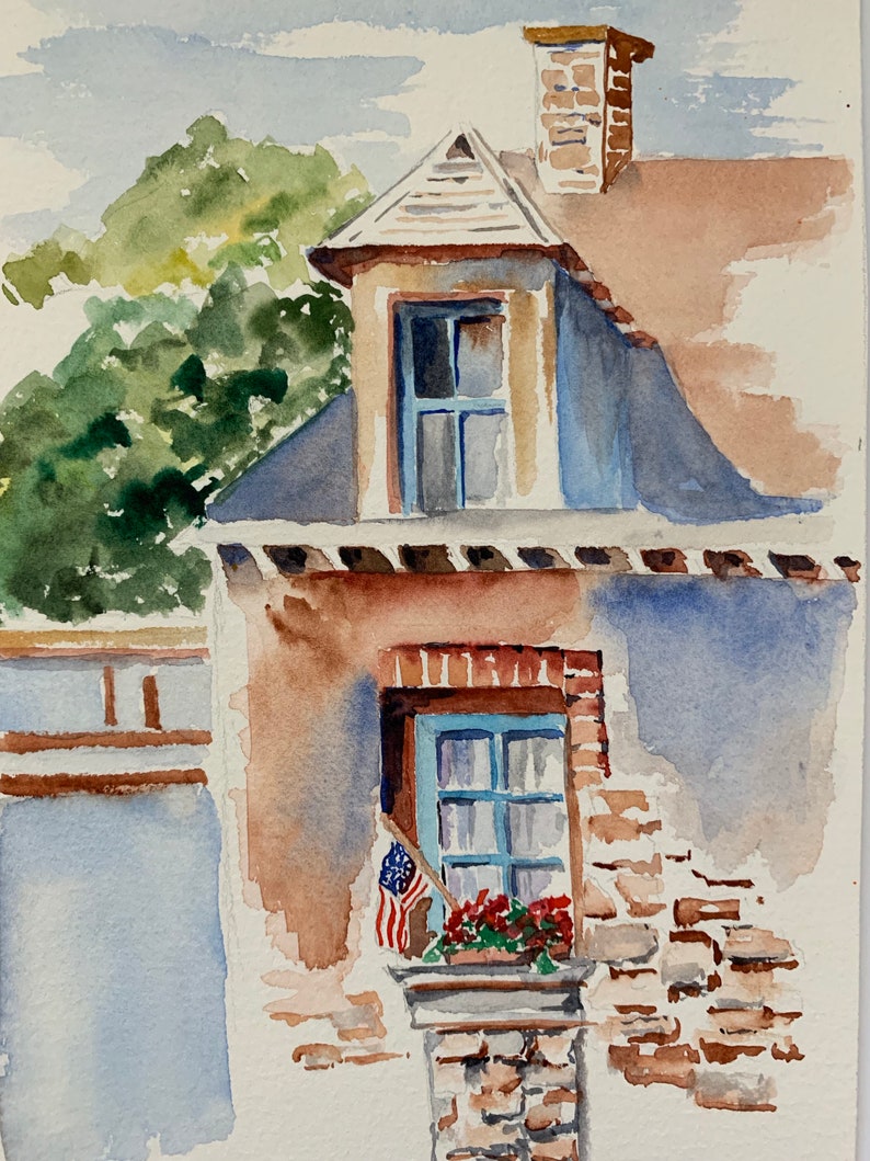 Watercolor Window Painting, Window Box Painting, Cottage Window ...