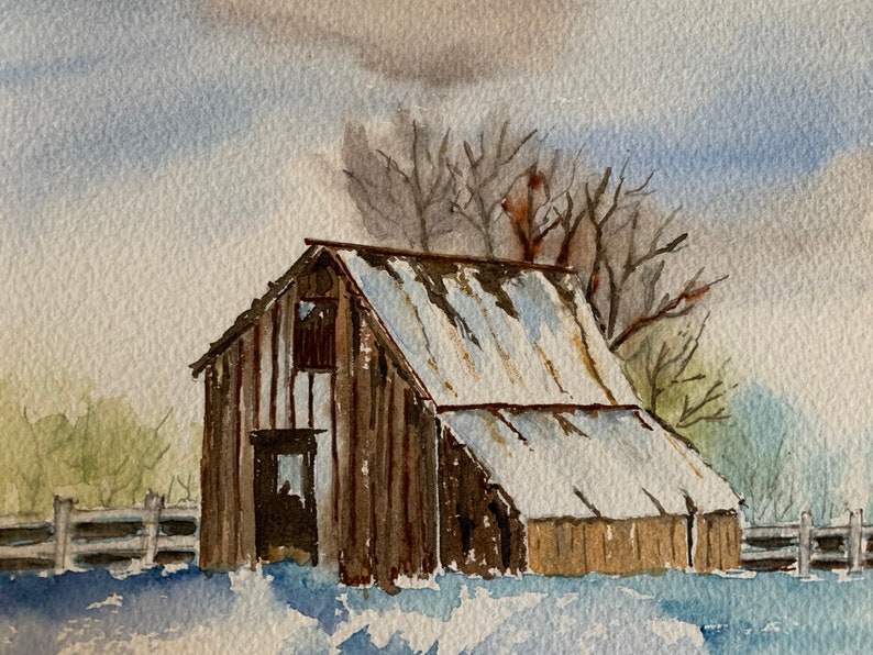 Watercolor Barn Painting Original Barn Art Watercolor Barn - Etsy