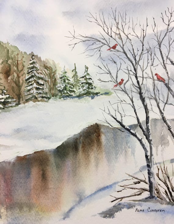Simple Winter Watercolor Landscapes