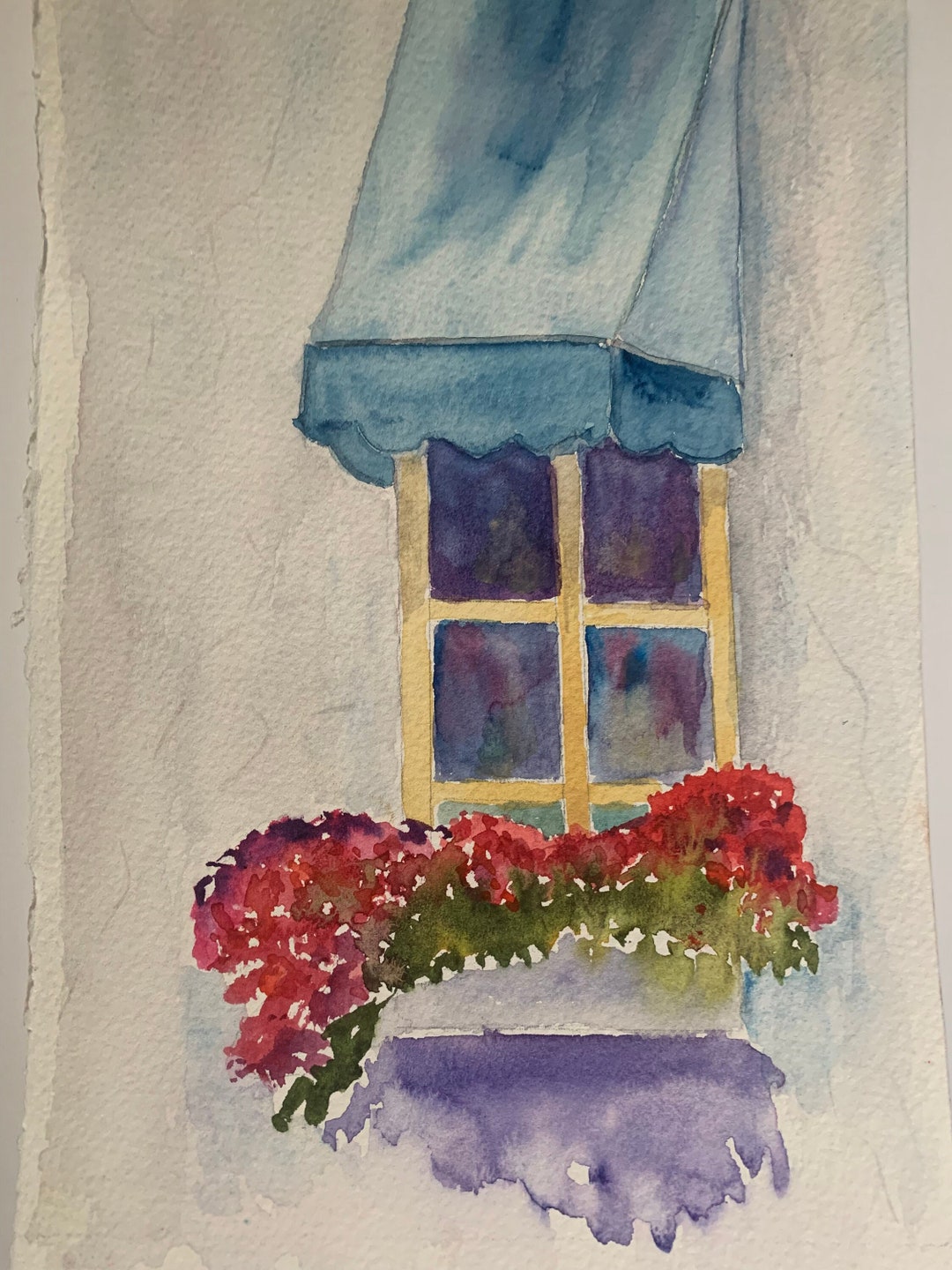 Window Box Watercolor Art, Hand Painted Watercolor Wall Art - Etsy