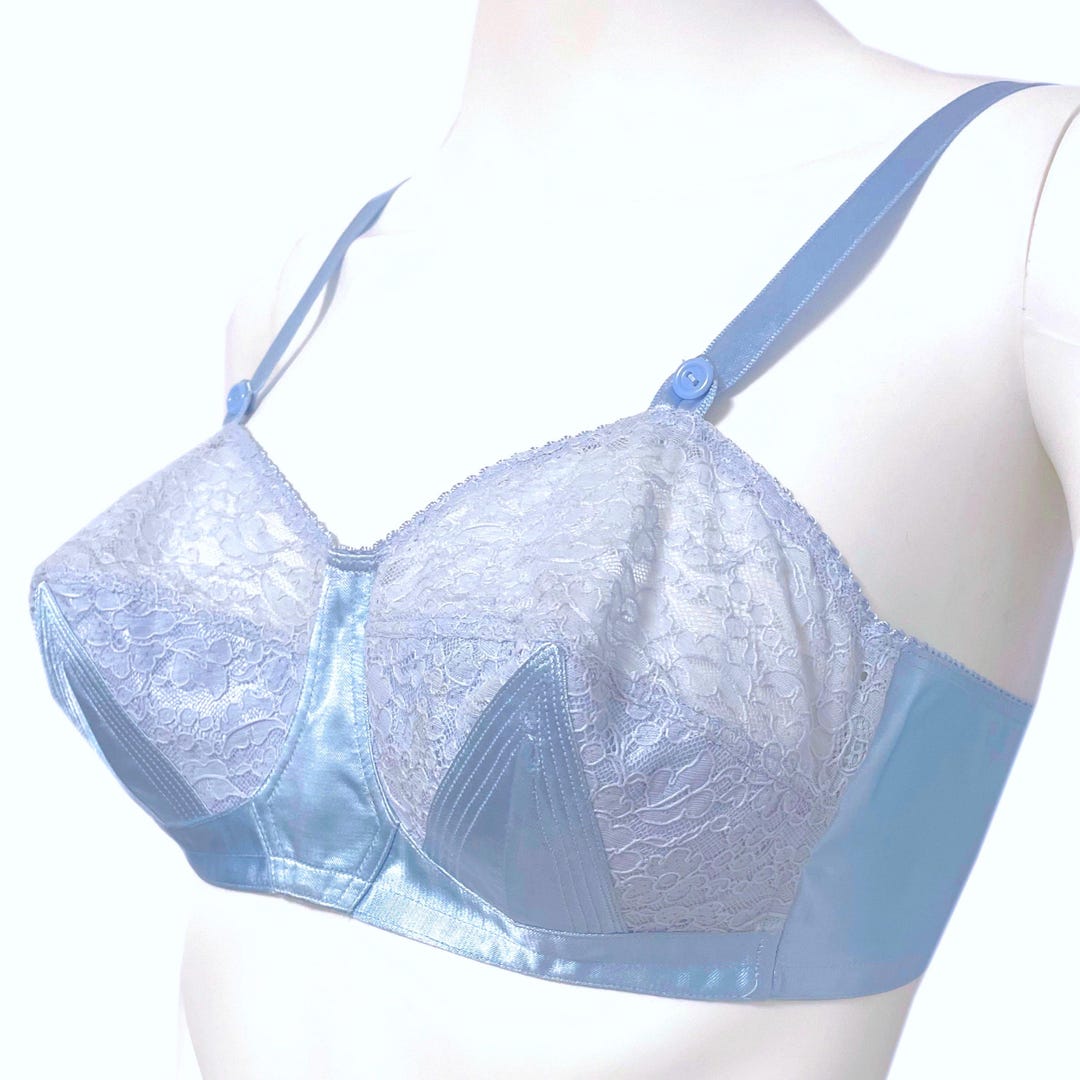 1940s Cotton Satin Bra: XS 70A Light Blue Lace, Made in Germany - Etsy