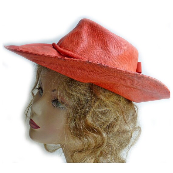 1940s woman’s straw hat pale red Rosier Bern Swiss mi… - Gem