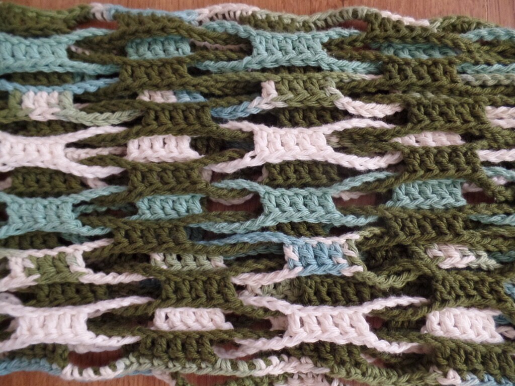 Blue and Green and White Cotton Chain Link Infinity Scarf - Etsy
