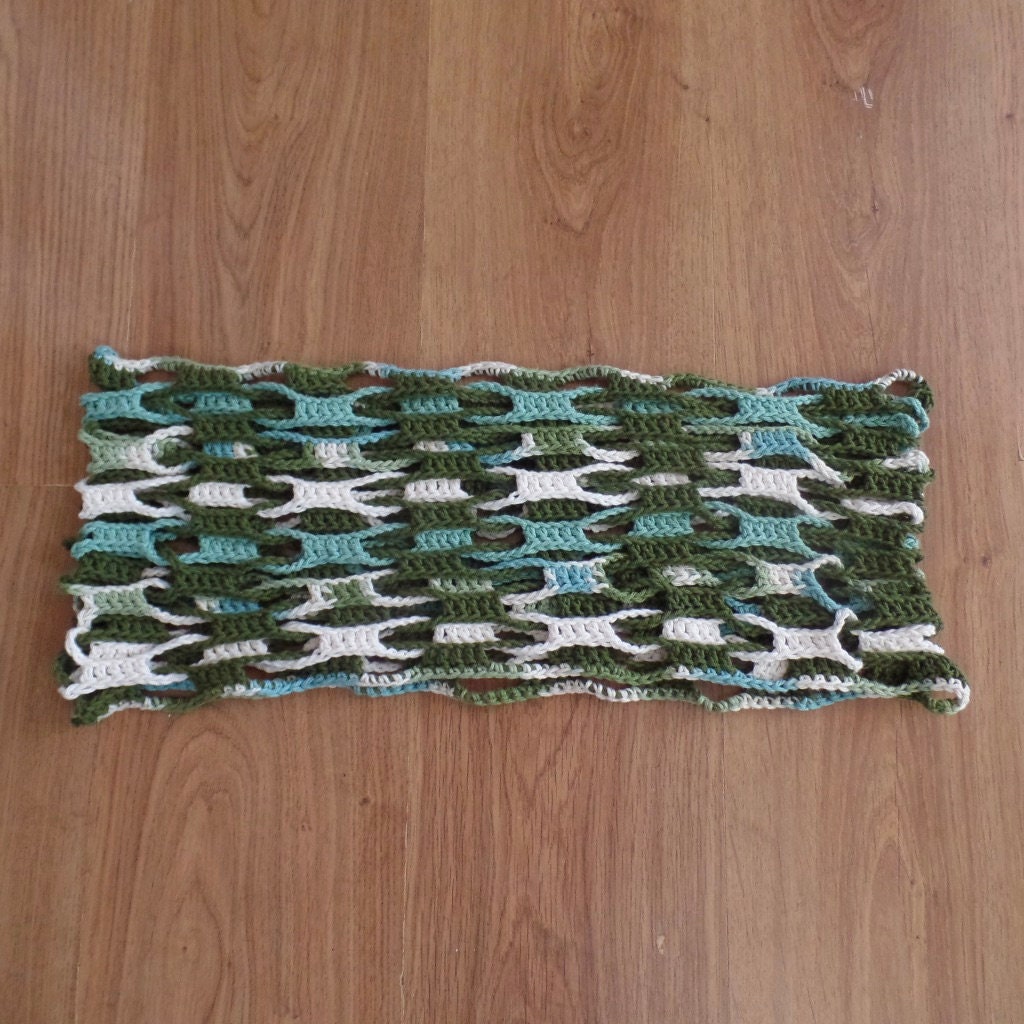 Blue and Green and White Cotton Chain Link Infinity Scarf - Etsy