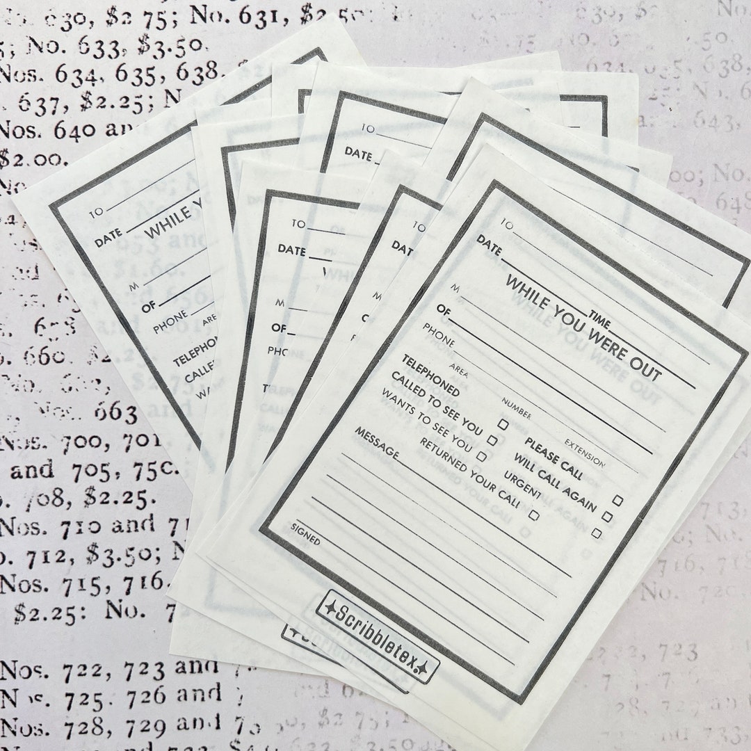 While You Were Out Notepad Sheets. Vintage Office Supplies. 10 Sheets ...