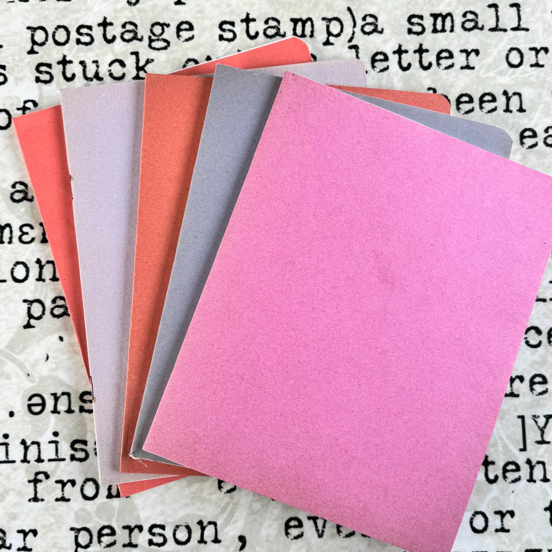 Set With 5 Vintage Exercise Books - Notebooks - Journals - Pale Pink ...