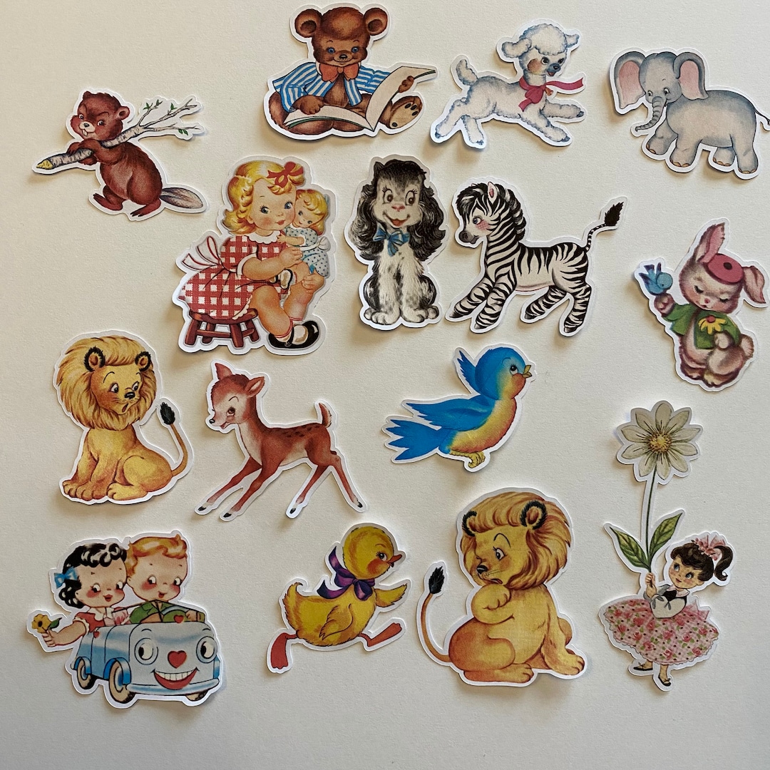 Cute Retro Inspired Stickers. Vintage Inspired Cuties - Etsy