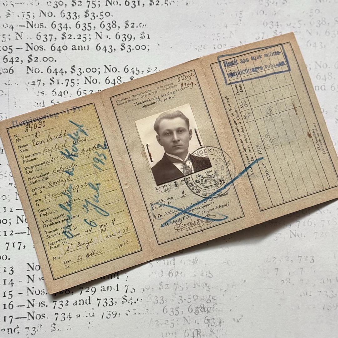1932 Vintage ID Card. Unique, Old, Genuine. Carte D'identite, Antique ...