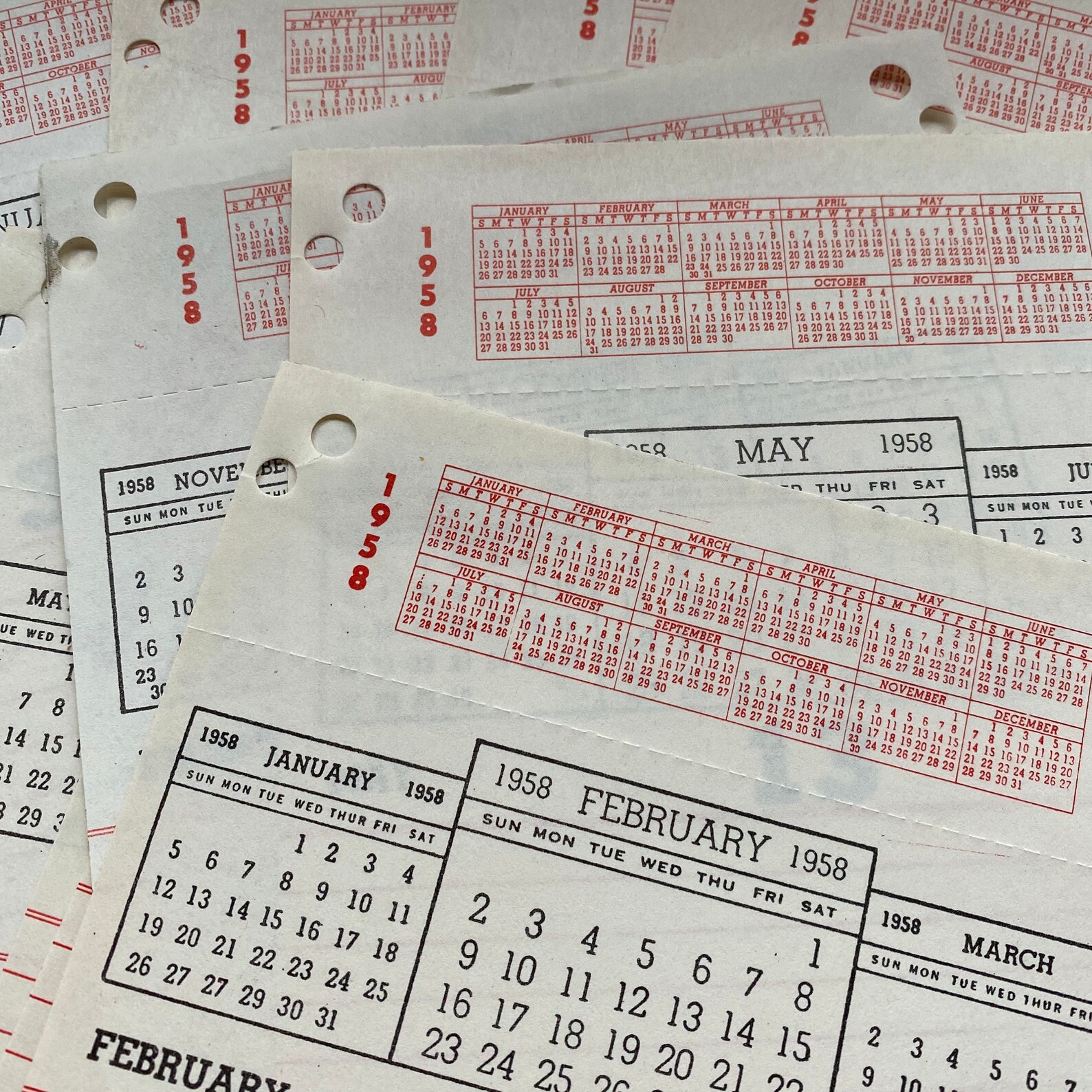 12 Vintage Calendar Sheets Vintage 1958 Calendar Pages - Etsy