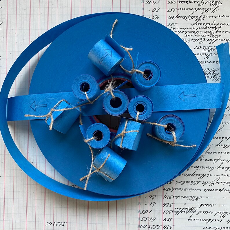 Mini Roll of BLUE Teletype Paper, Morse Code Paper. Vintage 2.5 Cm Wide ...