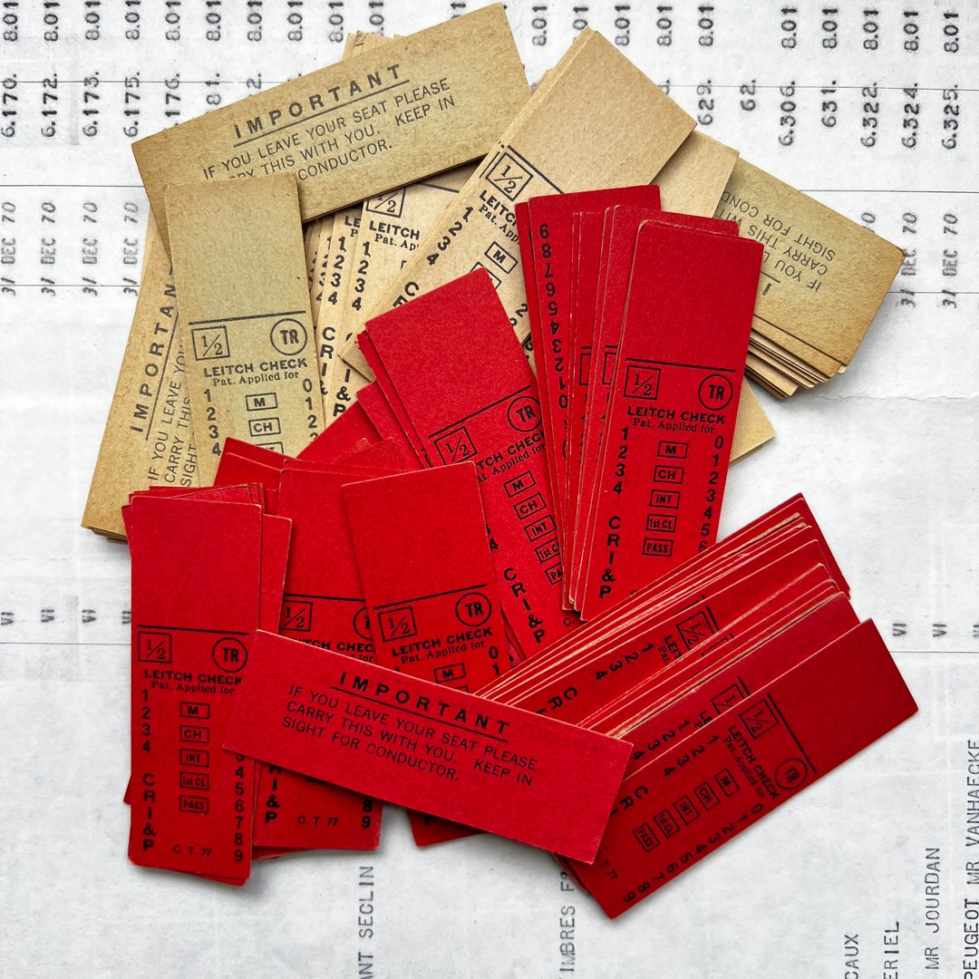 Vintage Leitch Check Tickets - Old Station Register Tickets - Etsy
