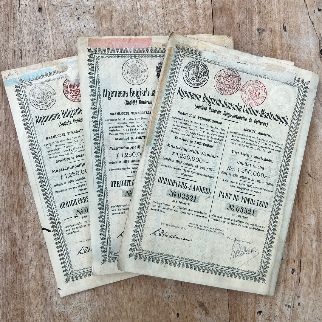 Set With Vintage Shares, Documents, Stock Certificates, Coupons. - Etsy