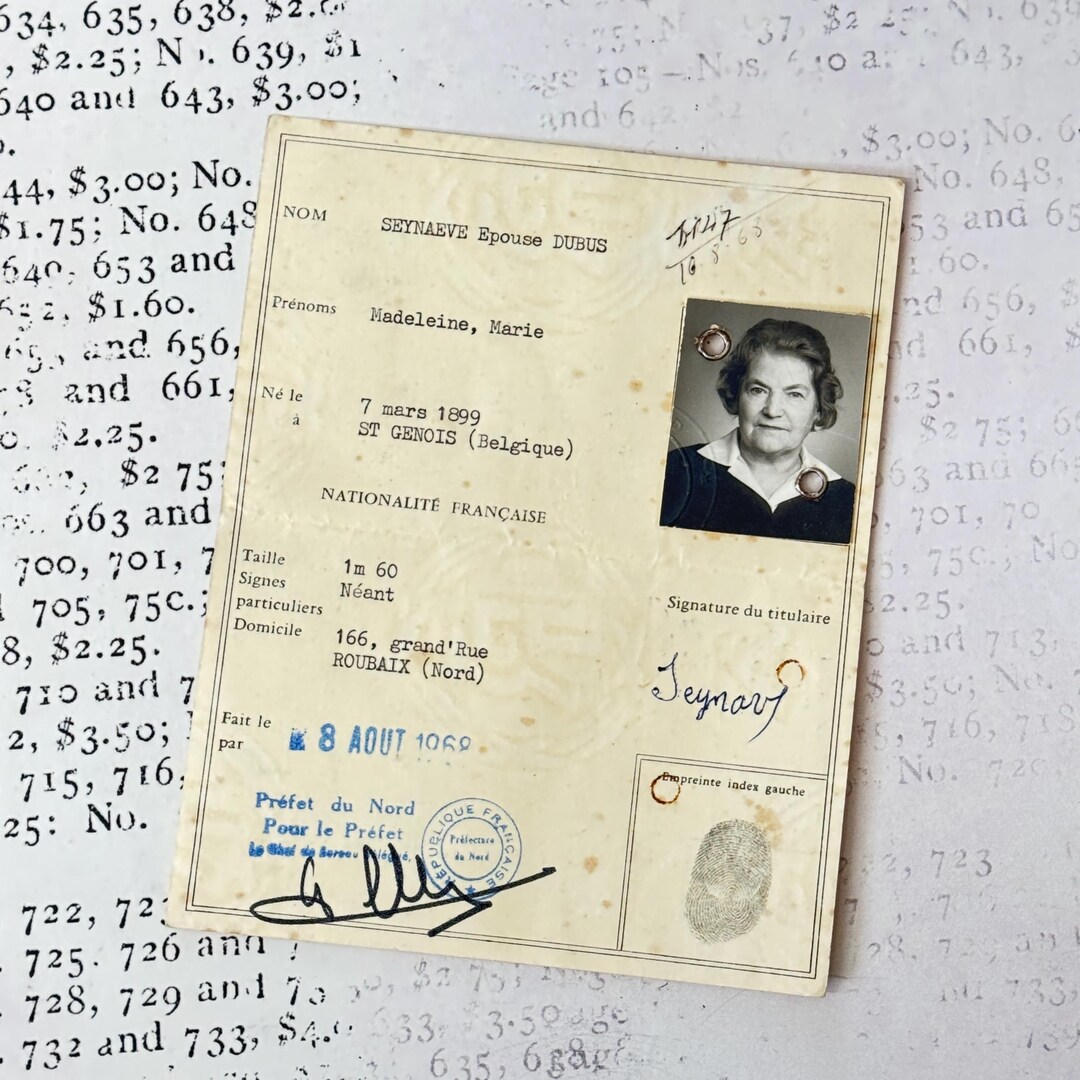 1968 Vintage ID Card. Unique, Old, Genuine. Carte D'identite - Etsy