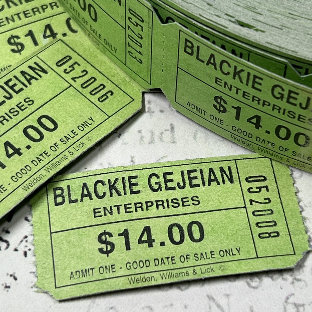 Blackie Gejeian Vintage Tickets, Green Tickets With Black Printing ...