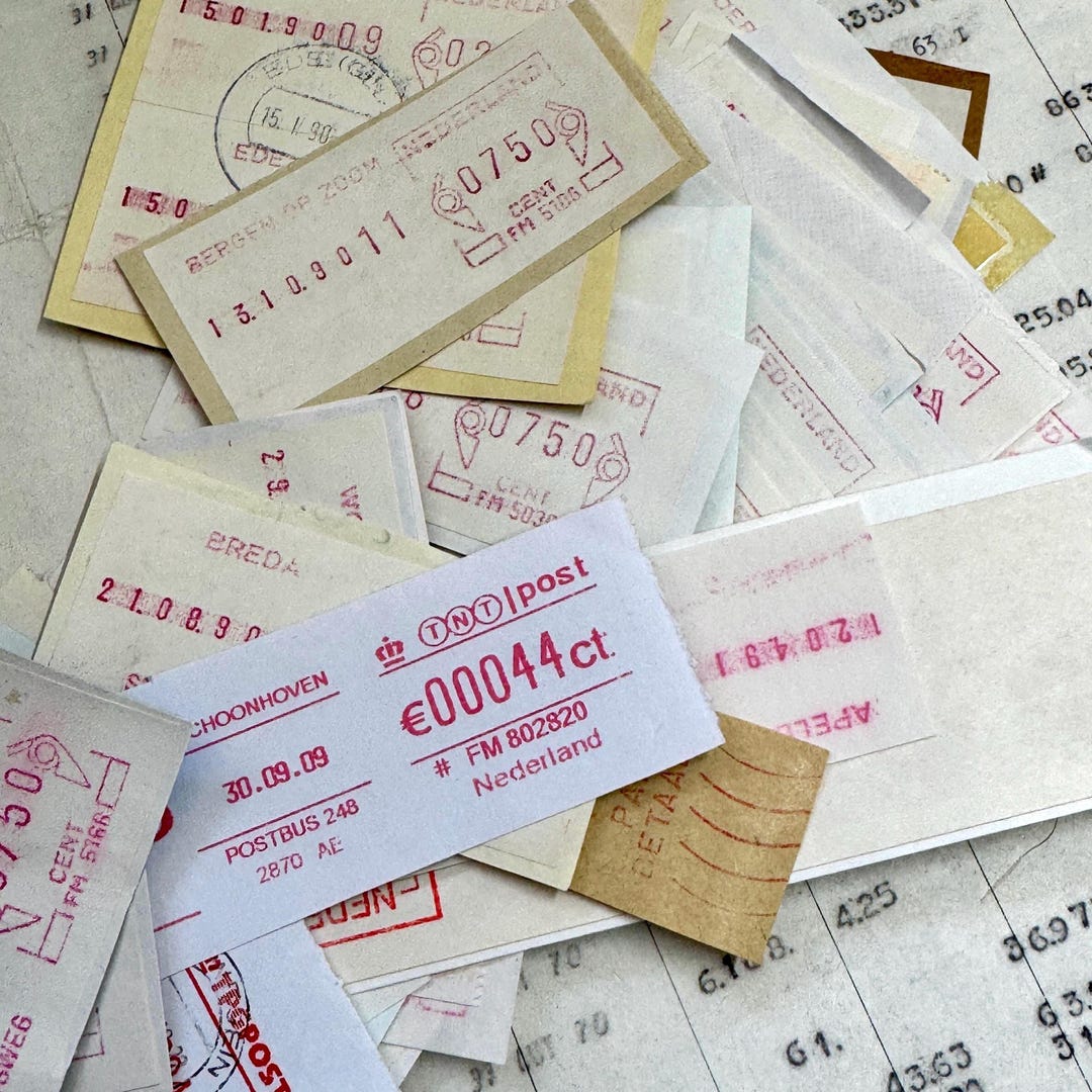 Used Envelope Stamp Marks, Mail Labels From Envelopes. Set With 24 Pcs ...