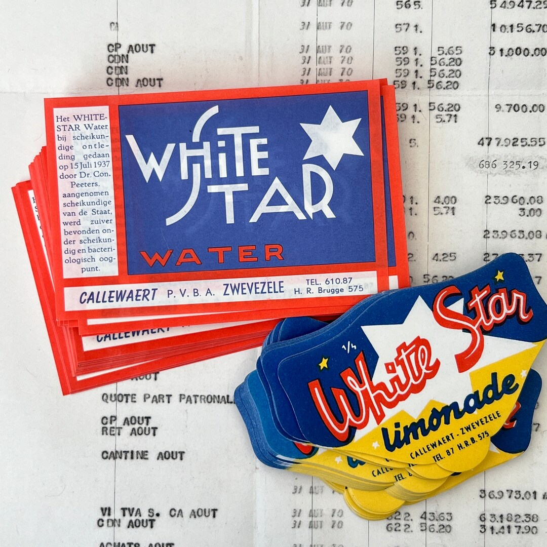 Vintage Water & Lemonade Bottle Labels, White Star - Etsy