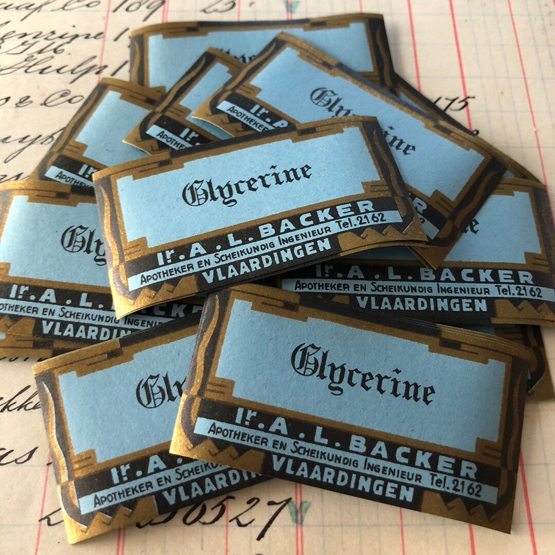 Vintage Pharmacy Glycerin Labels - Rare Gummed Labels Apothecary ...