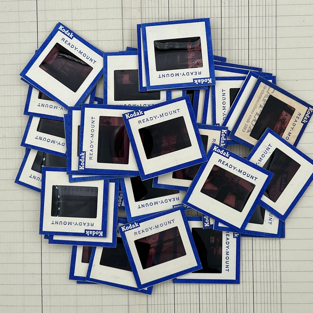 Original Vintage Slides, Transparencies, Blue - White Cardboard Frames ...