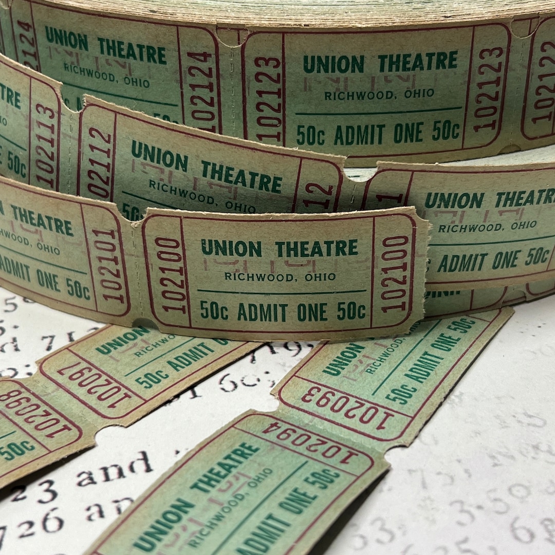 Union Theater Vintage Tickets - Richwood Ohio, Green Tickets With Red ...