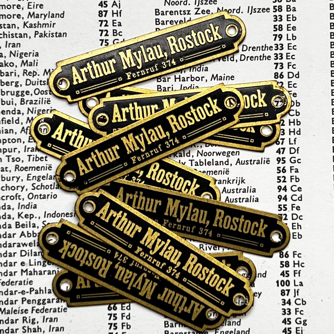 Vintage Brass Name Plates Arthur Mylau 1950's - 60's - Rostock - Etsy