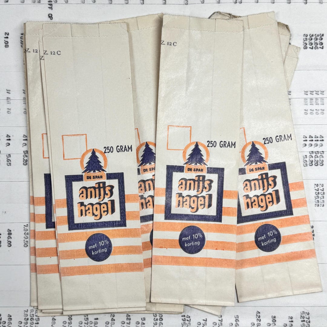 Vintage Paper Bags, Very Old Paper Bags From Grocery Store. Advertising ...