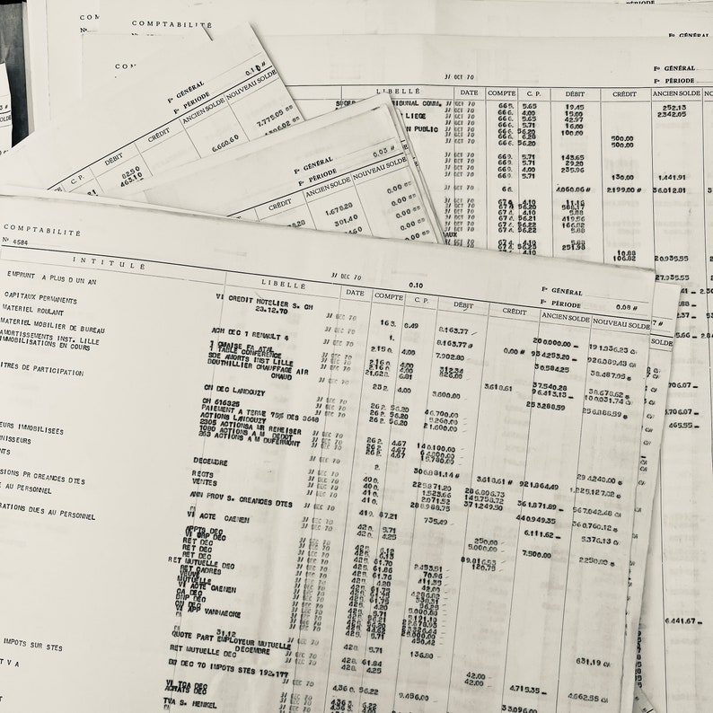 1970s Huge Accounting Ledger Sheets From France. - Etsy
