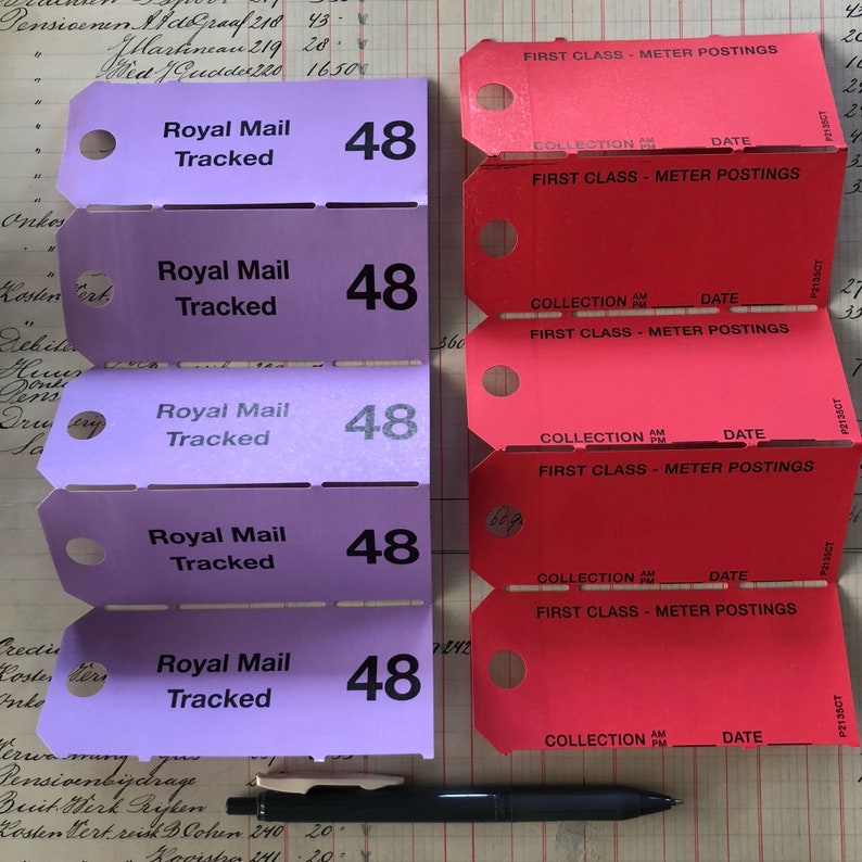 20 x Royal Mail Tags UK Postal services red & purple tags | Etsy
