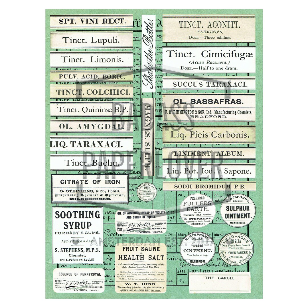Old English Pharmacy Labels, Instant Digital Download, Printable - Etsy